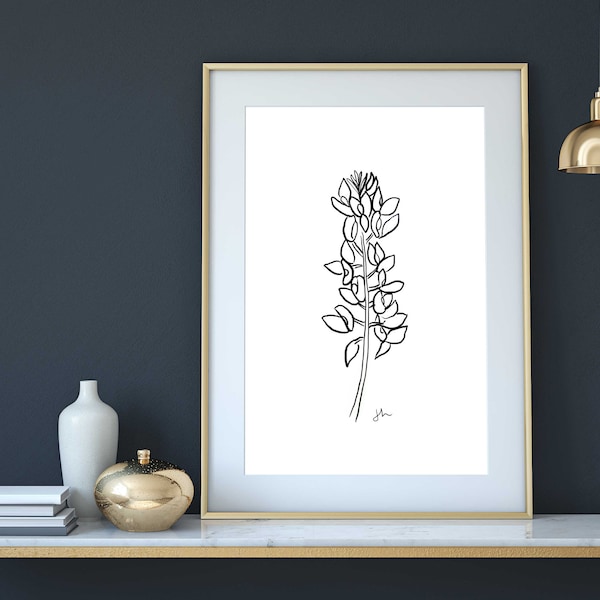 Bluebonnet Drawing - Etsy