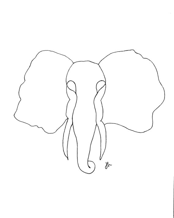 Elephant Line Drawing Print digtial Download | Etsy