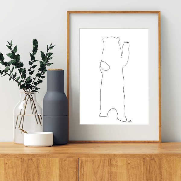 Bear Line Drawing - Etsy