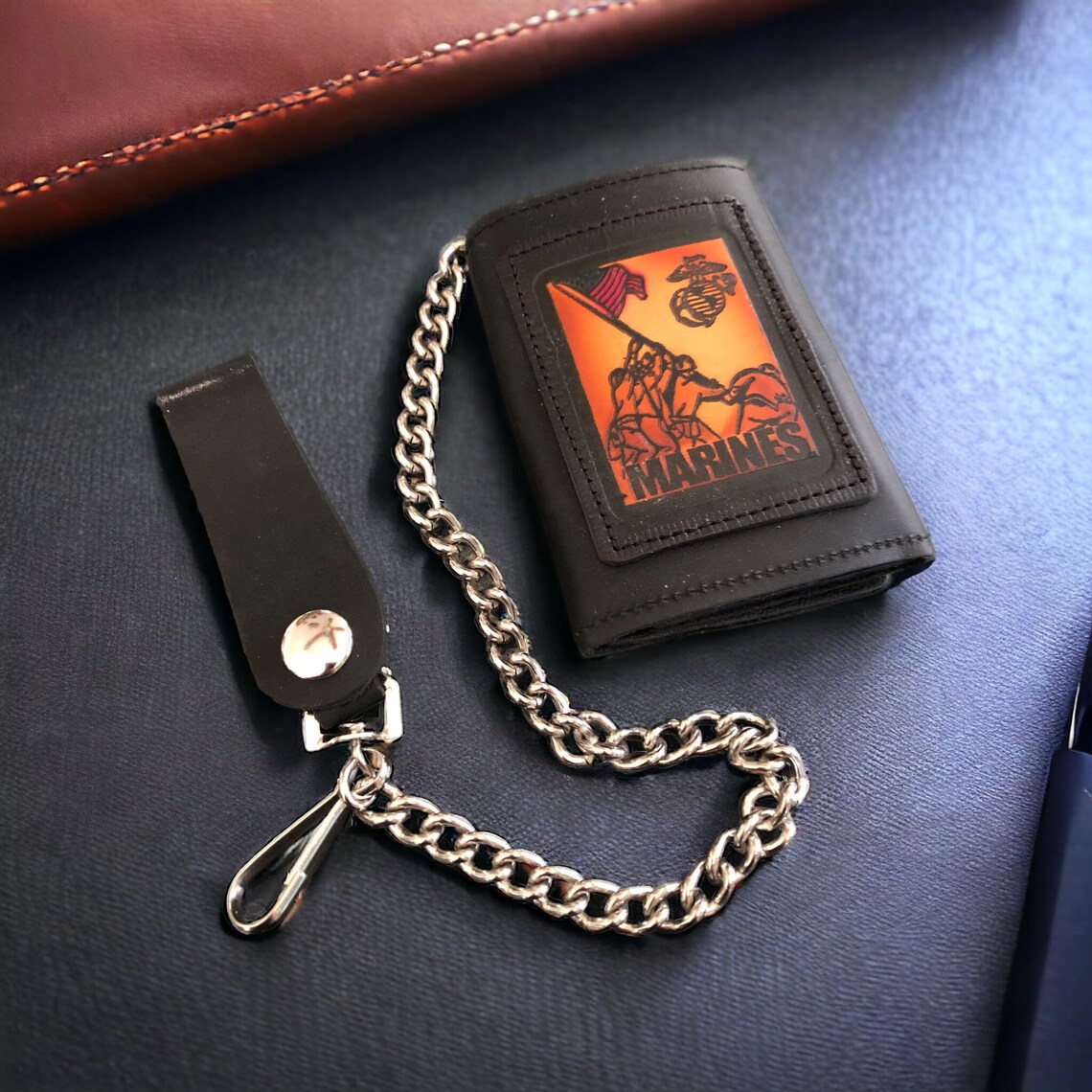 USMC Iwo Jima Flag Raising U.S Marine Corps Leather Wallet With Belt ...