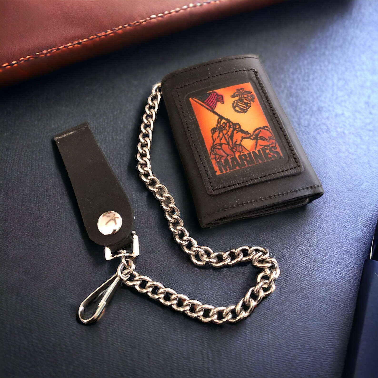 USMC Iwo Jima Flag Raising U.S Marine Corps Leather Wallet With Belt ...