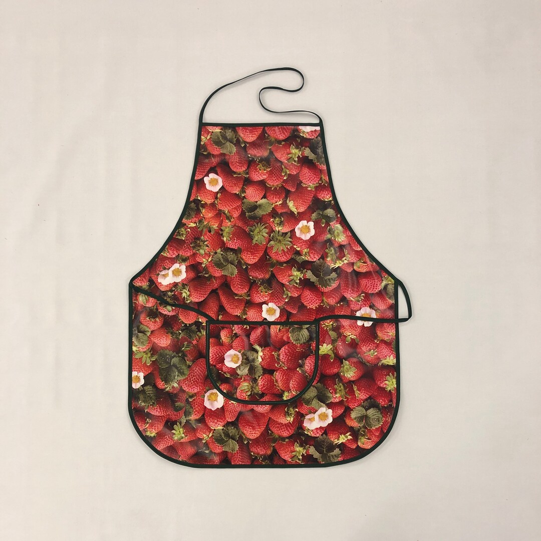 Oilcloth Apron Garden Apron K740 Photo Printer Strawberries Work Apron ...