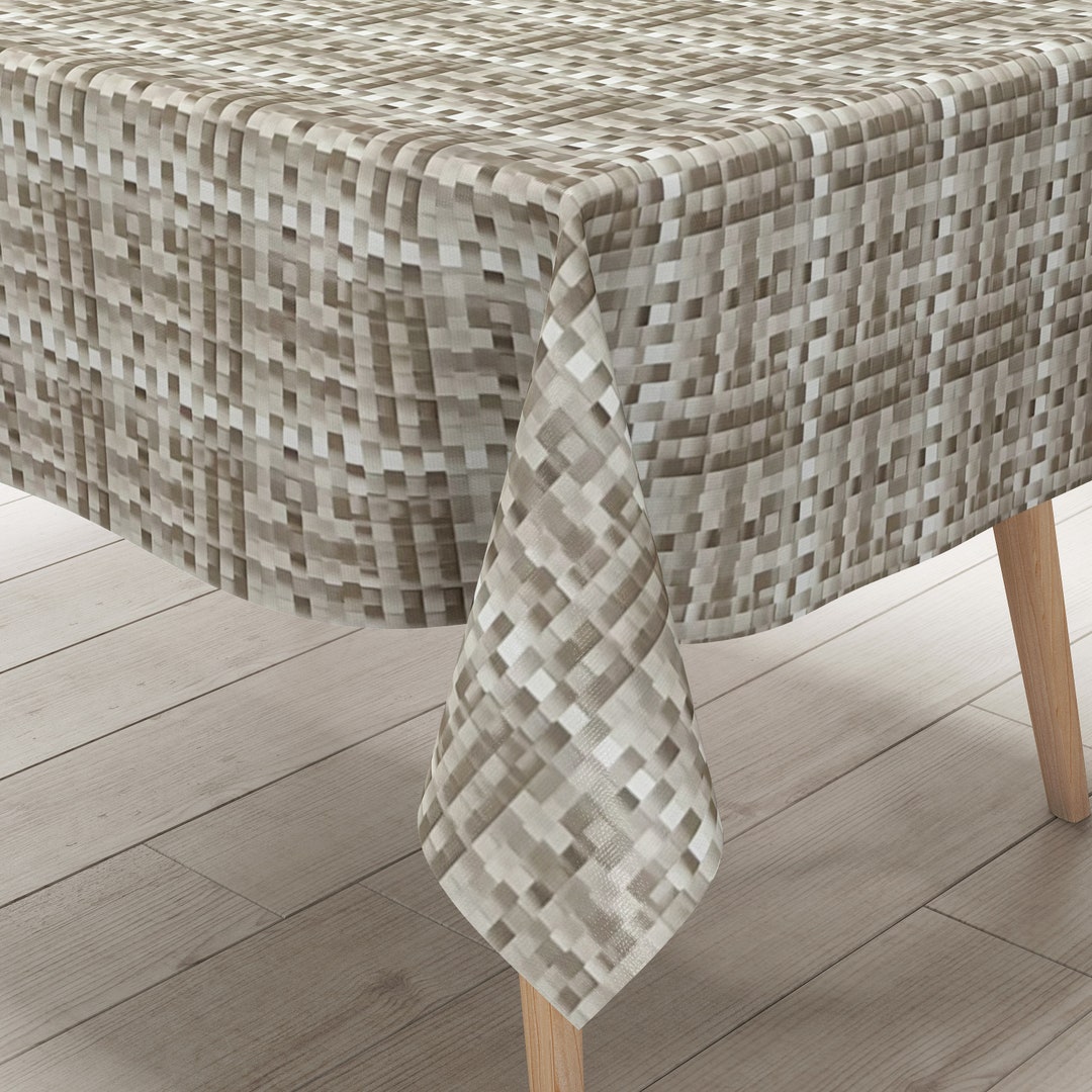 Oilcloth Tablecloth Trendline Damask Embossed Beige Checkered M19351 ...