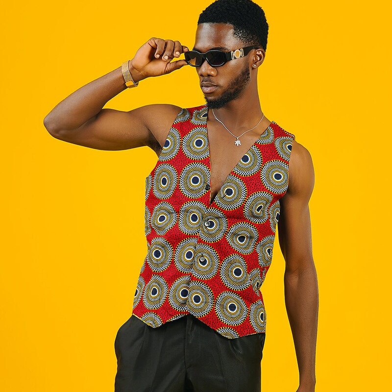 African Print Vest - Etsy