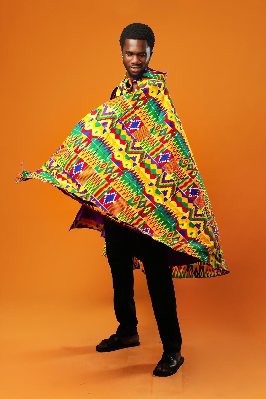 Kente Festival Cape, African Print Cloak, Reversible Satin Lined - Etsy UK