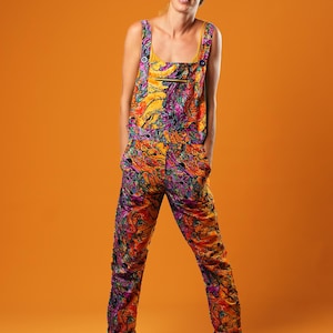 Rainbow Festival Overalls, Unisex African Print Dungarees, Psychedelic ...