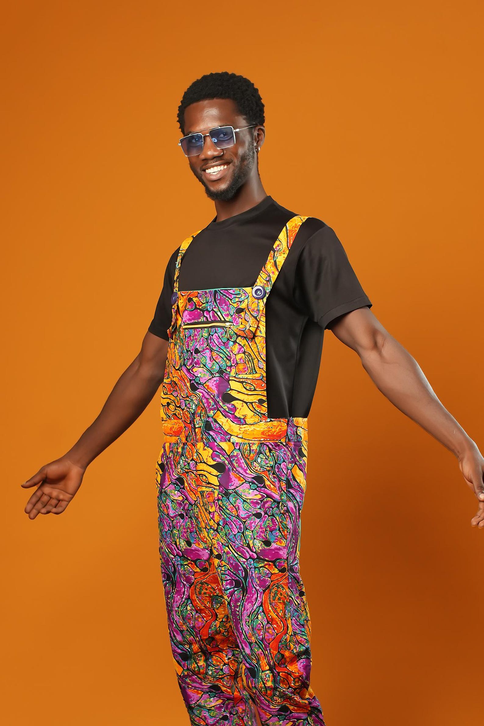 Rainbow Festival Overalls, Unisex African Print Dungarees, Psychedelic ...