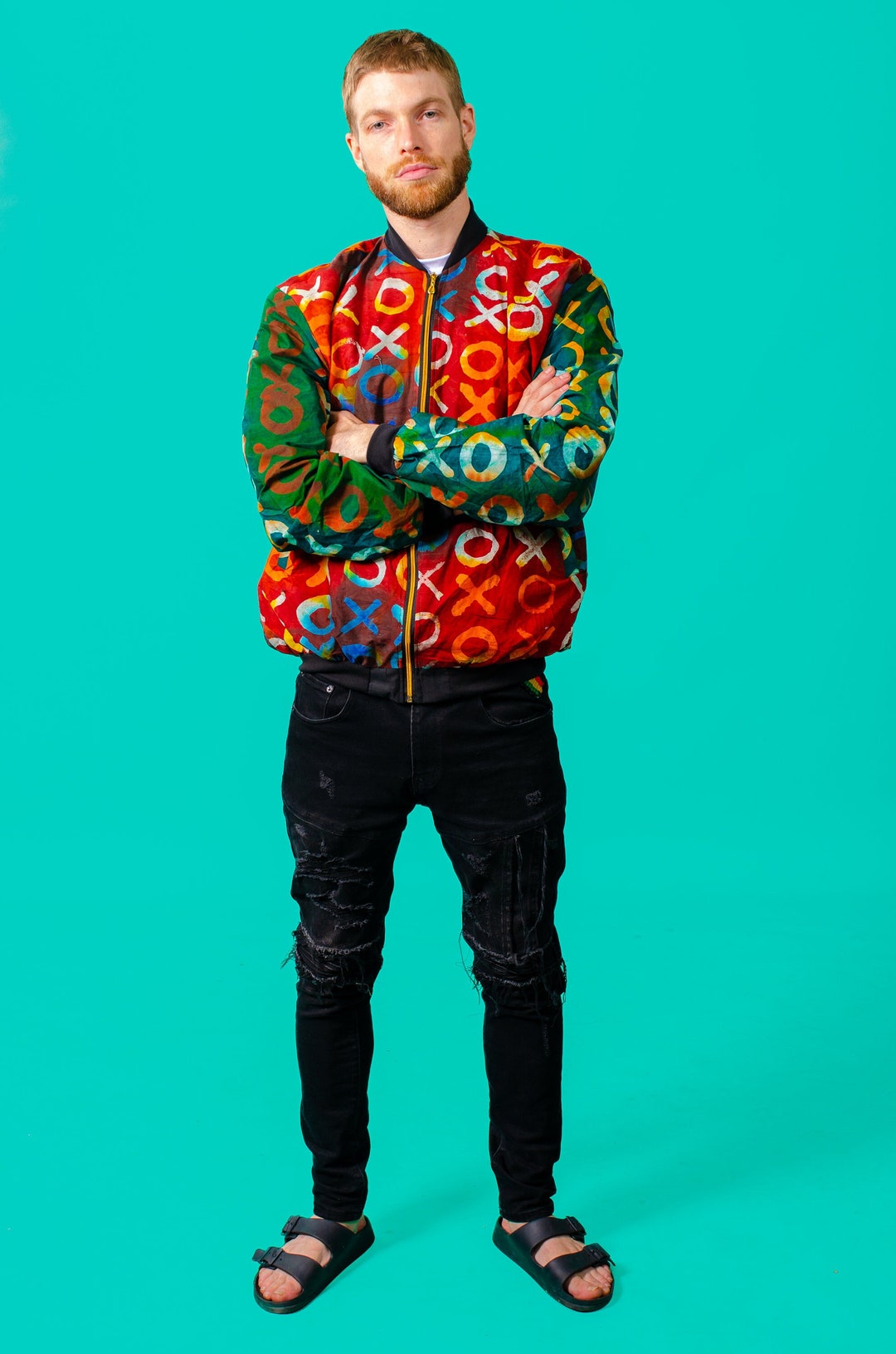 Batik Unisex Bomber Jacket, African Print Jacket, Red Festival Jacket ...