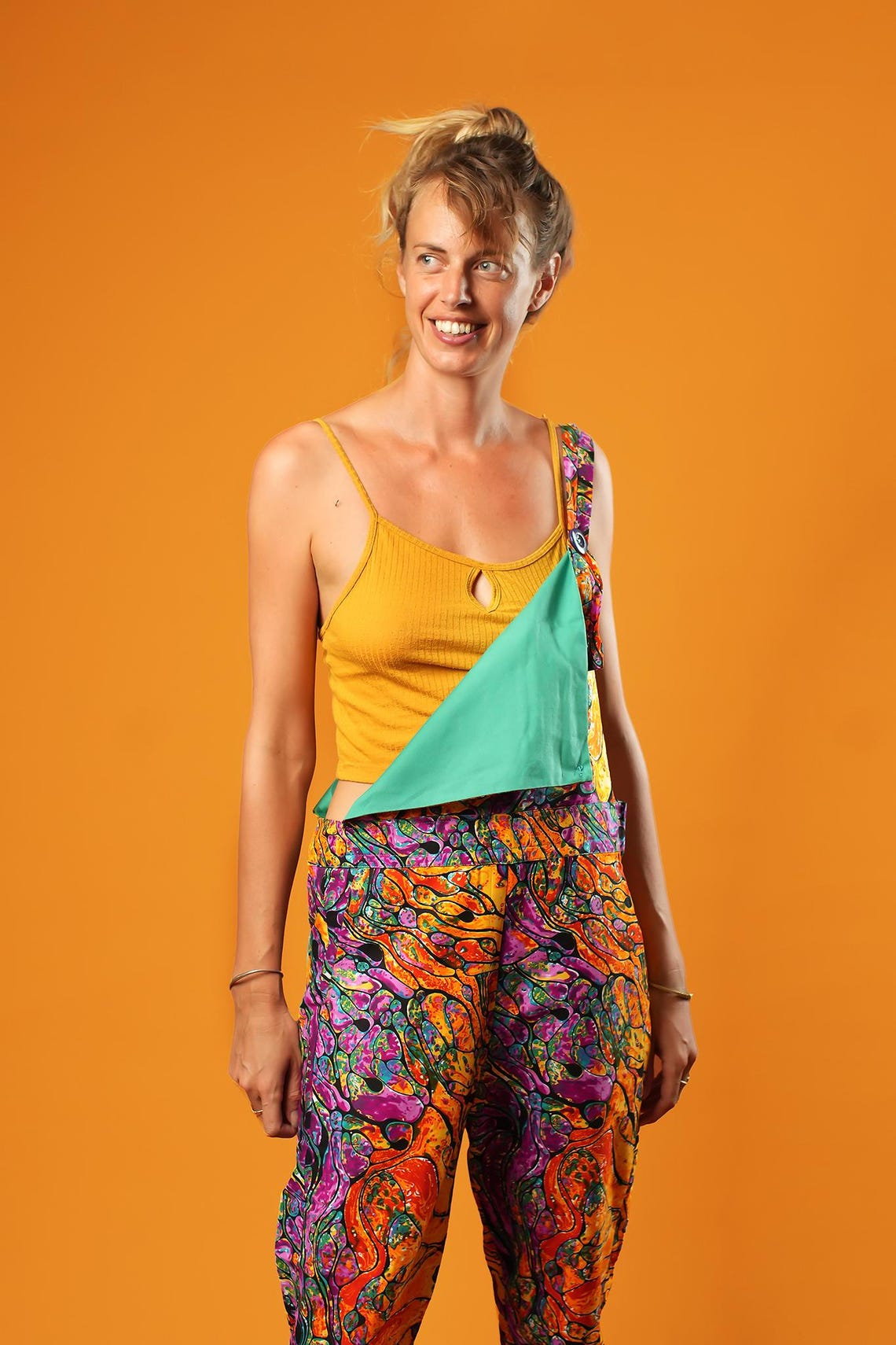 Rainbow Festival Overalls, Unisex African Print Dungarees, Psychedelic ...