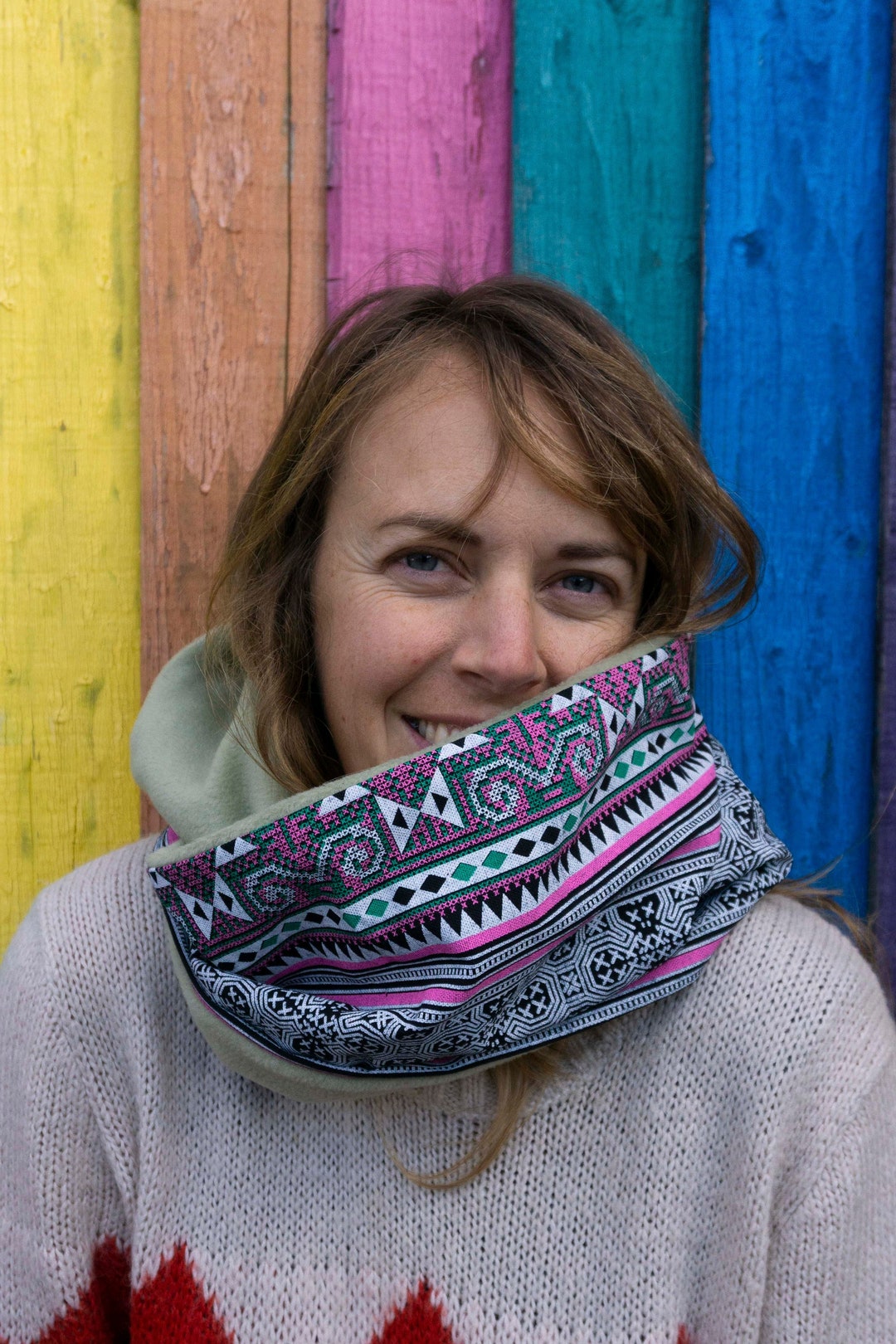 Pink Aztec Snood, African Snood, Women Winter Scarf, Tribal Print Scarf ...