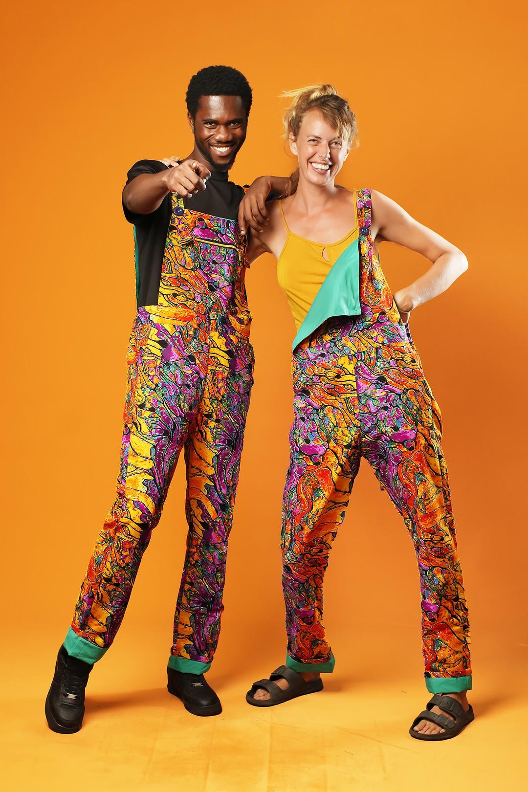Rainbow Festival Overalls, Unisex African Print Dungarees, Psychedelic ...