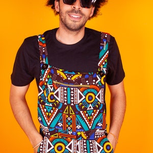 African Rave Festival Overalls Dungarees, Artistic Afrocentric Jumpsuit ...