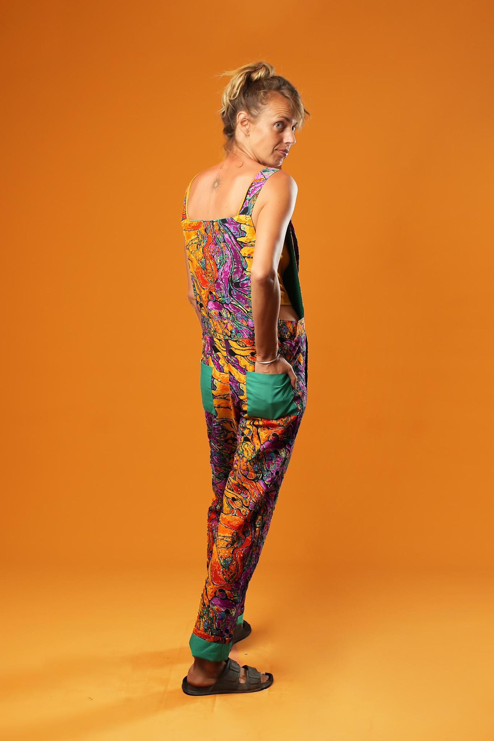 Rainbow Festival Overalls, Unisex African Print Dungarees, Psychedelic ...