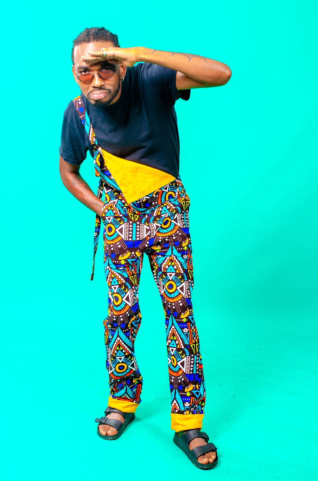 African Print Rave Party Festival Unisex Dungarees, Colorful Ankara ...