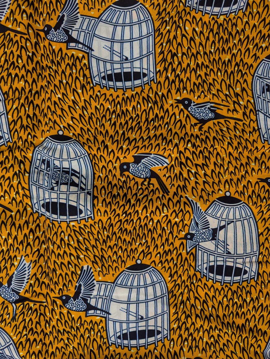 Orange African Fabric by the Yard, Flying Bird Print, 100% Cotton ...