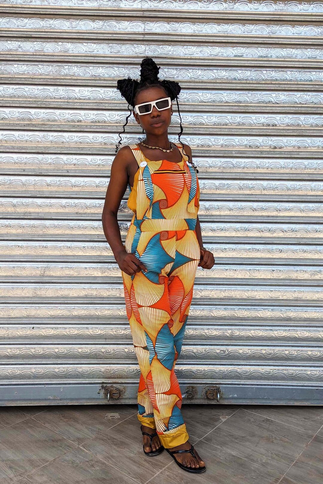 Yellow Pattern Unisex Dungarees, Vibrant Festival Overalls, African ...