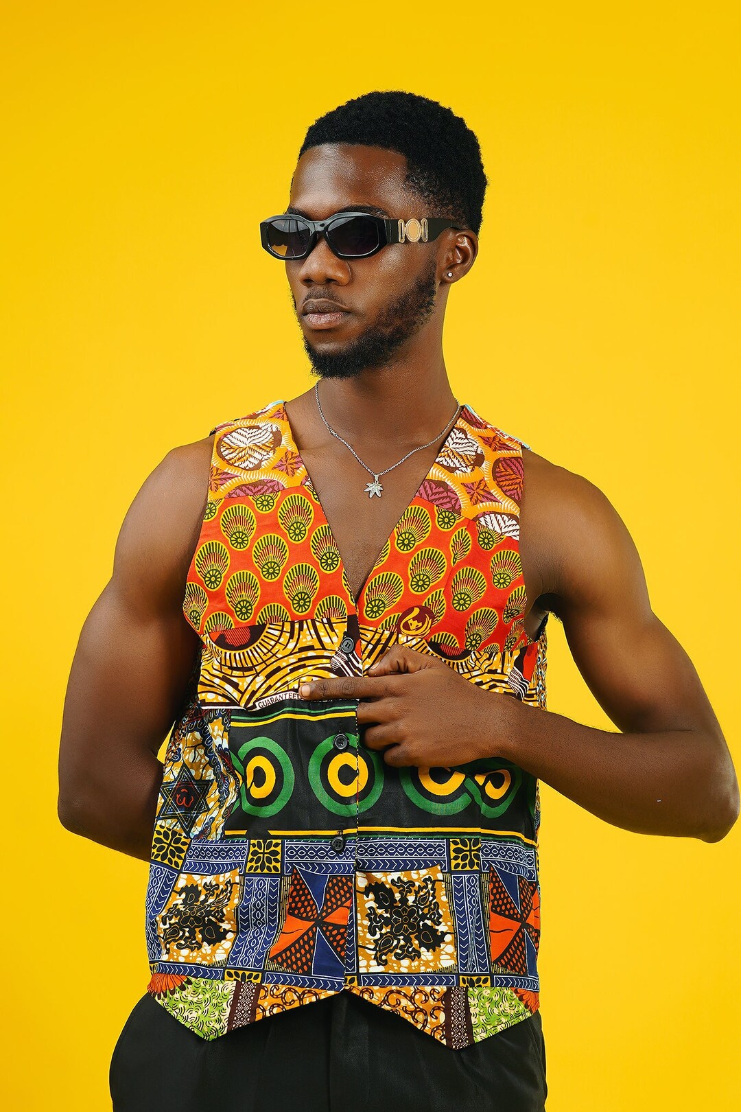 Reversible Waistcoat, African Print Vest, Patchwork Vest, Festival ...
