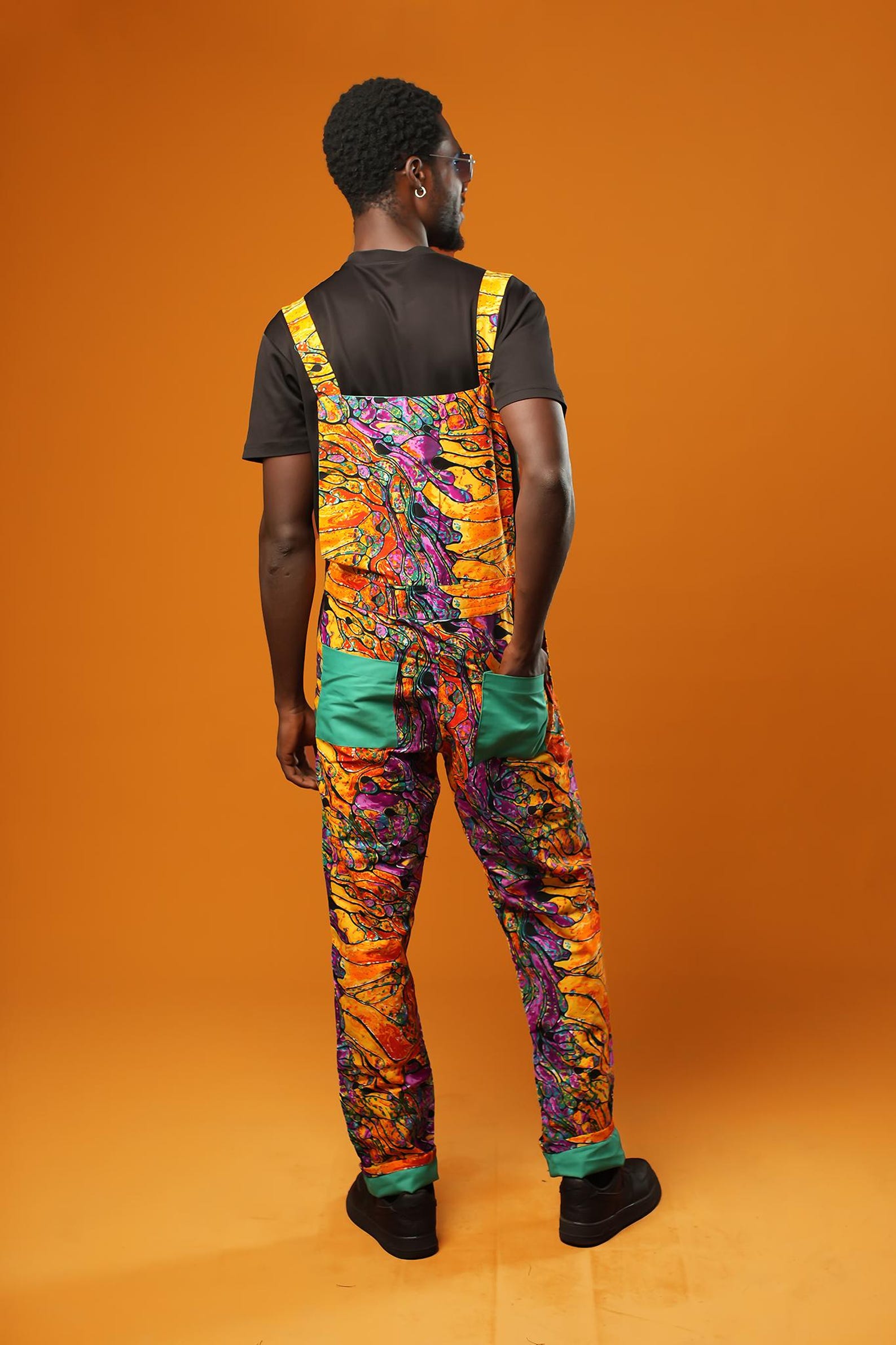 Rainbow Festival Overalls, Unisex African Print Dungarees, Psychedelic ...