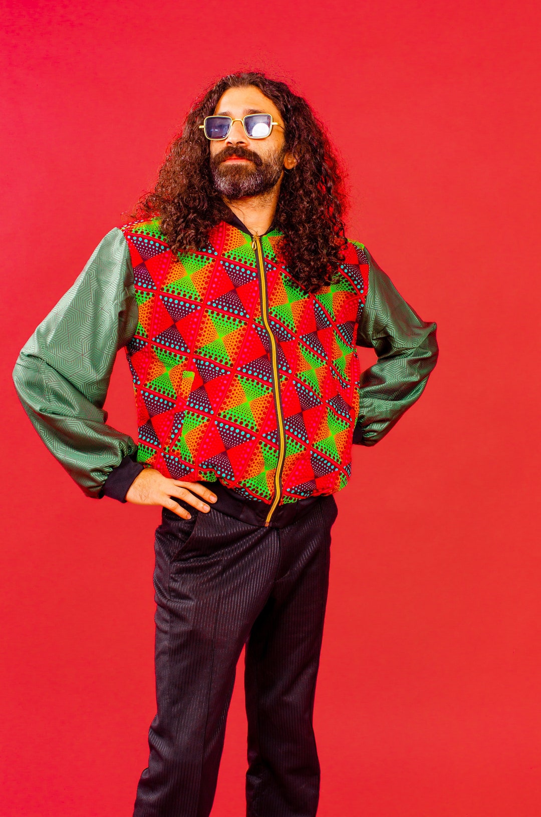 Funky Bomber Jacket, African Print Jacket, Festival Coat, Hippie ...