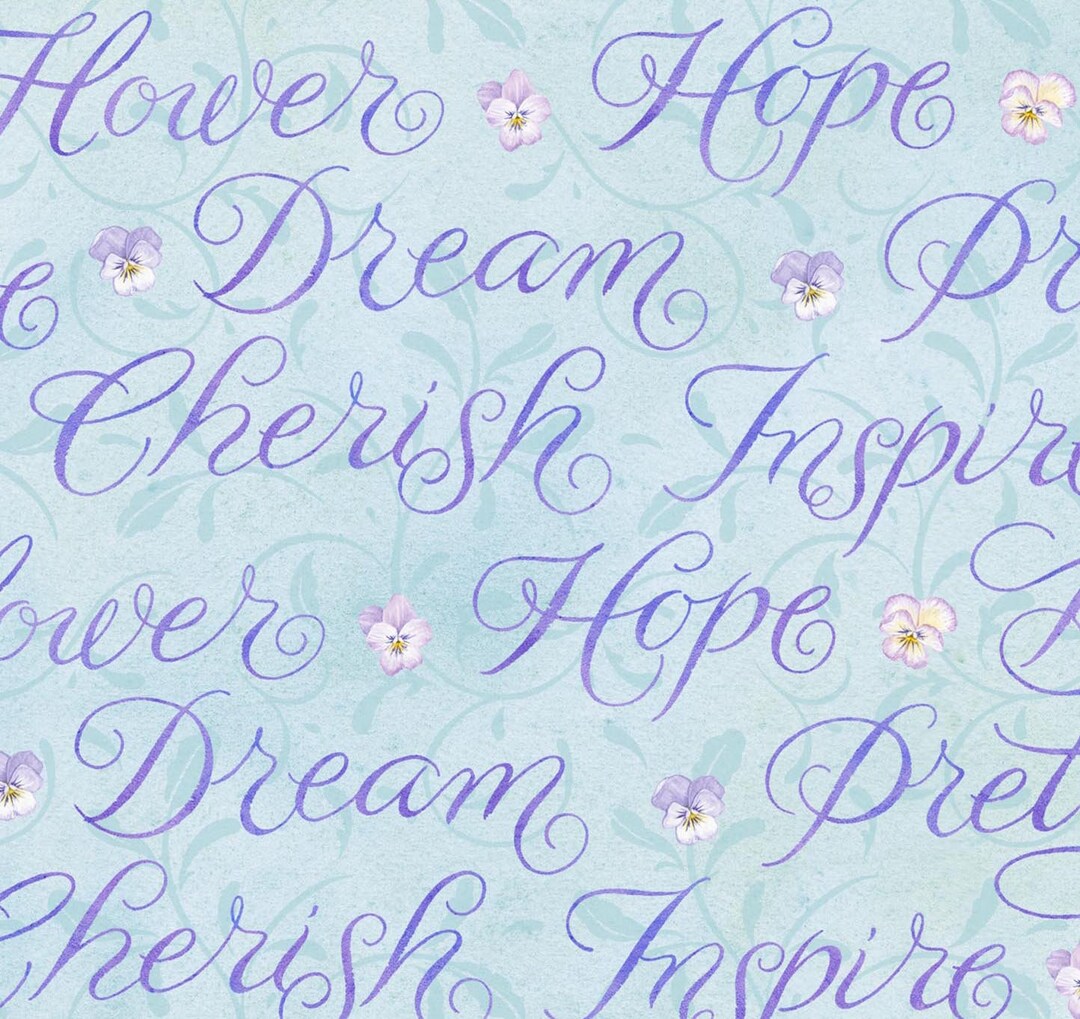 Pretty as a Pansy – Calligraphy Words, Lt Blue, 1014-11 by Jane Shasky ...