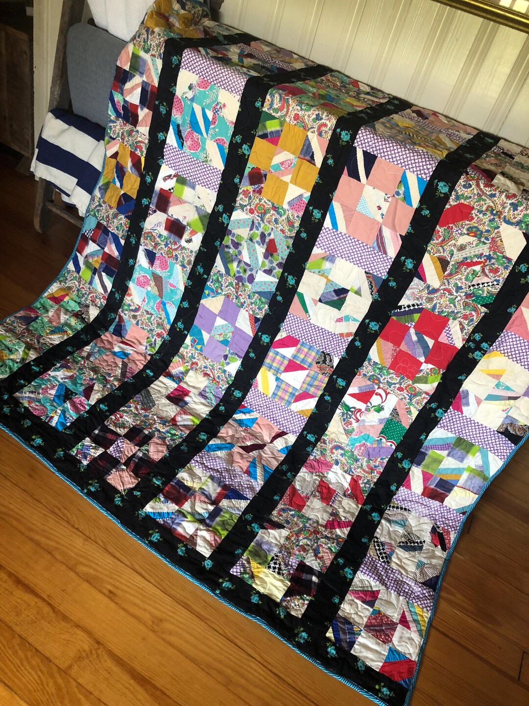 Vintage Patchwork Rose Quilt - Etsy