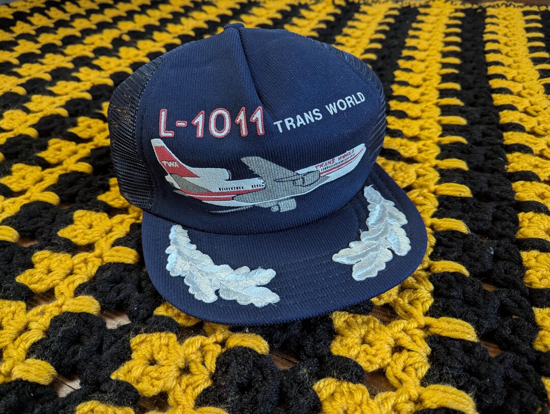 Vtg TWA L-1011 Mesh Trucker Cap Hat Snapback Airplane Lockheed ...