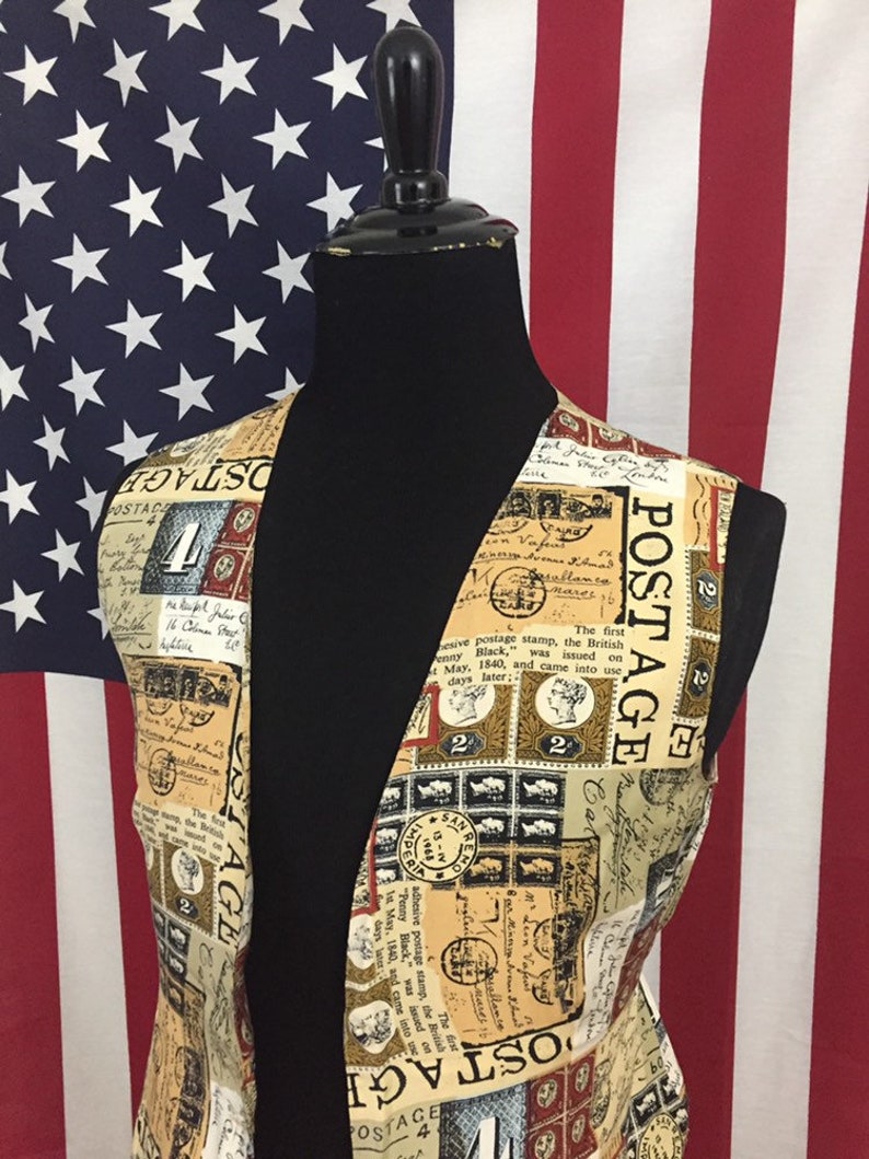 Vtg Postage Stamps Silk Waist Coat Vest Women's 8 Large ~ 1a818 - Etsy