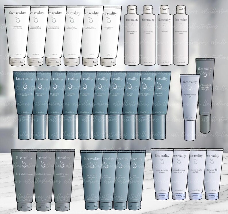 Face Reality Products Illustrations for Esthetician Social Media ...
