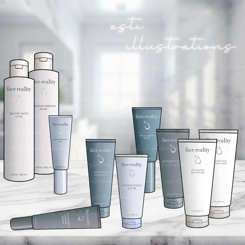 Face Reality Products Illustrations for Esthetician Social Media ...