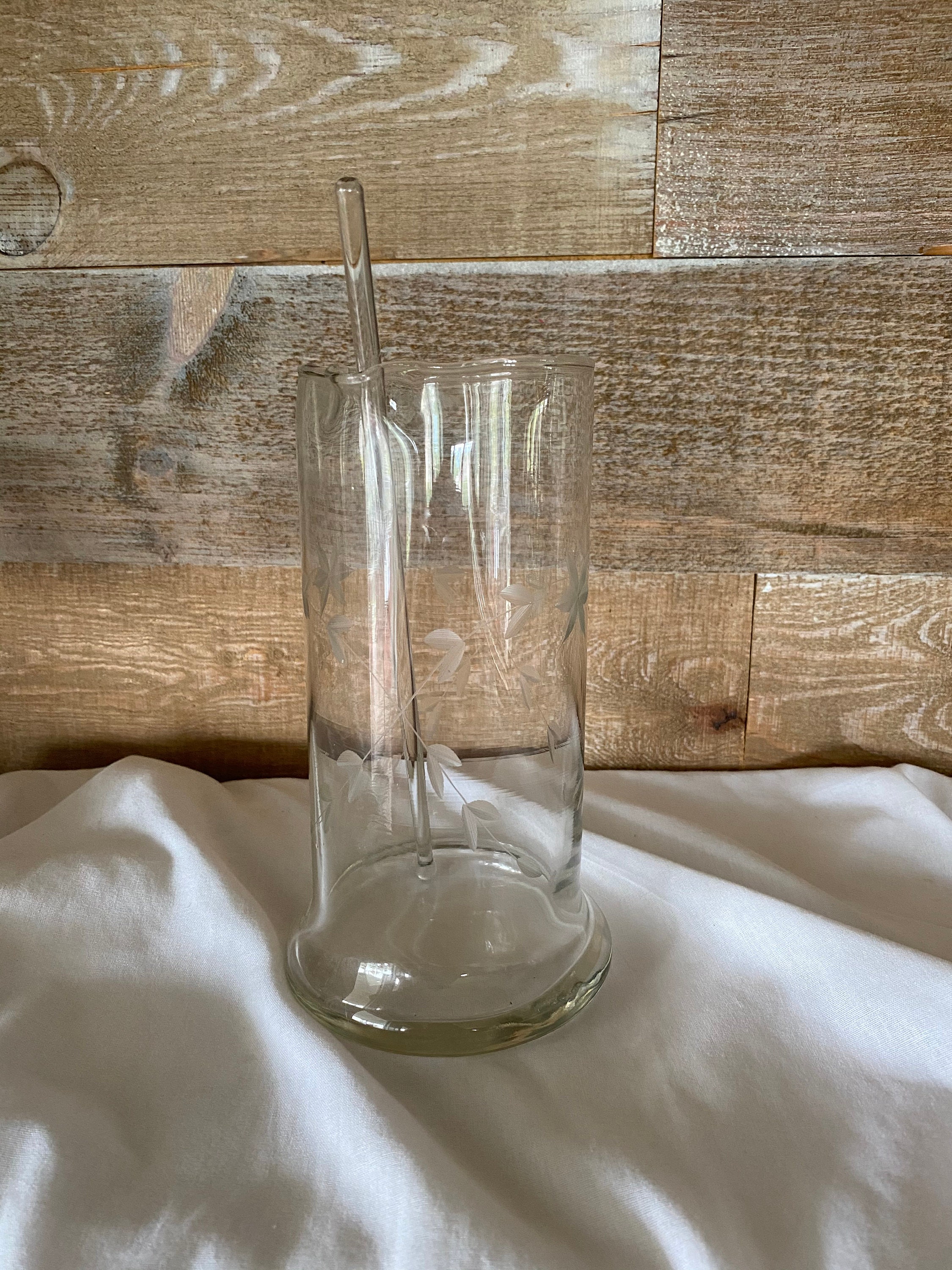 Cut Clear Glass Drink Pitcher With Glass Stirring Stick - Etsy Canada