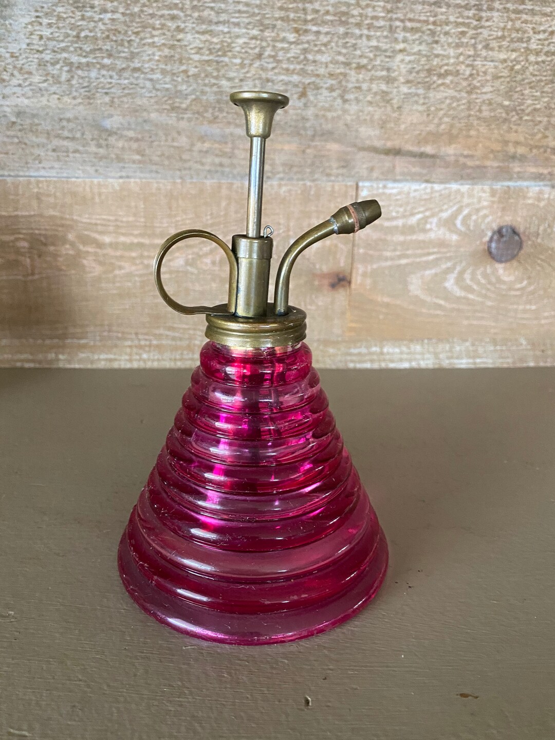 Pink Glass and Brass Beehive Shape Atomizer Vintage Flash - Etsy