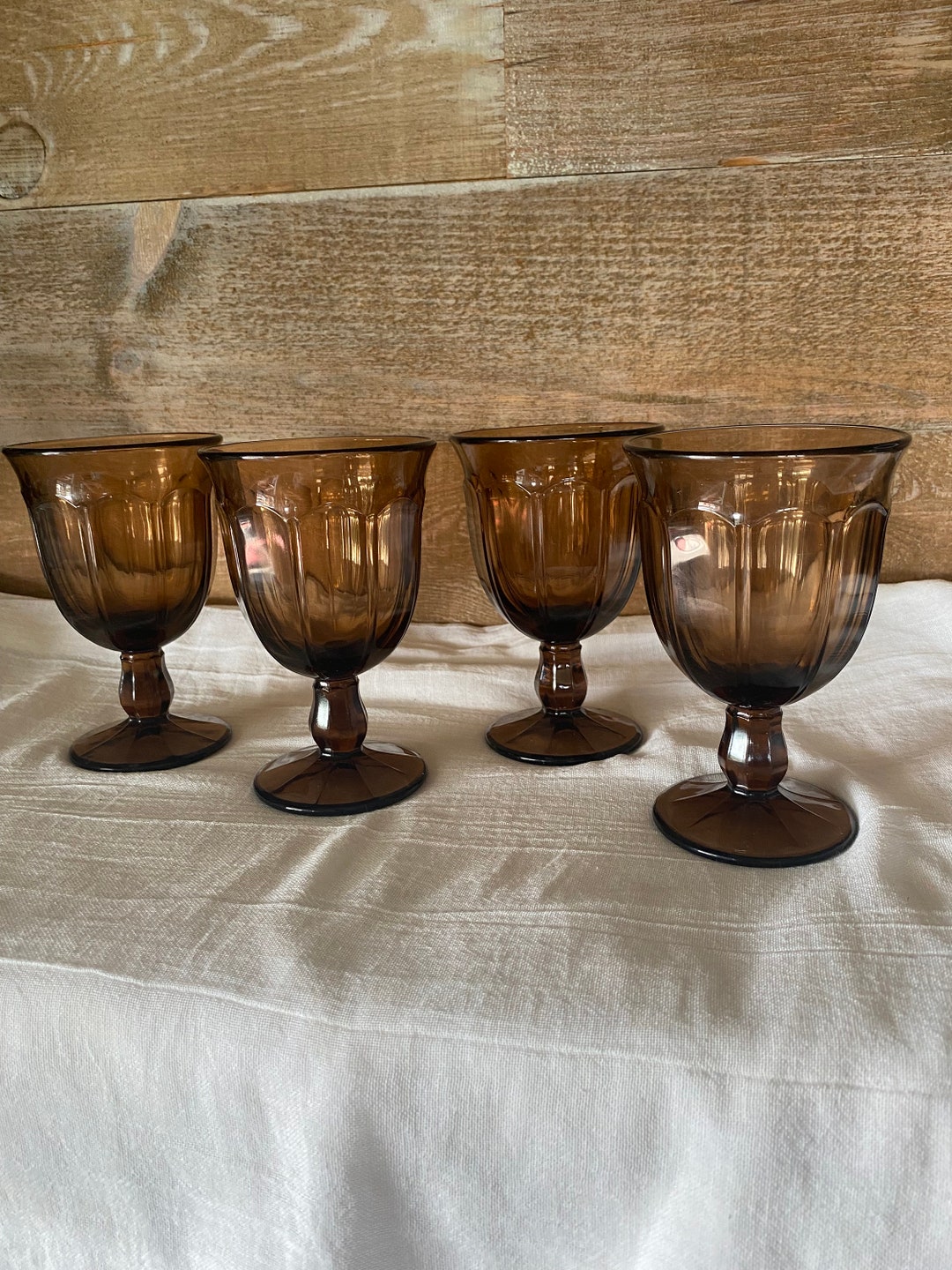 Provincial-brown by NORITAKE Glass Water Goblets Set of Four Vintage ...