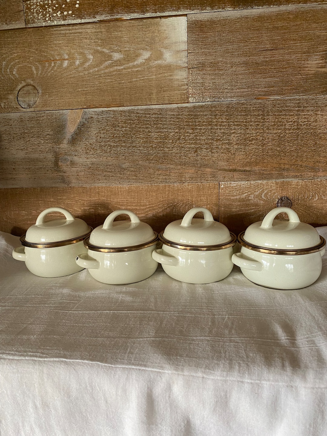 Mini Enamelware Dutch Oven Vintage Enameled Casserole Dish Set of 4 ...