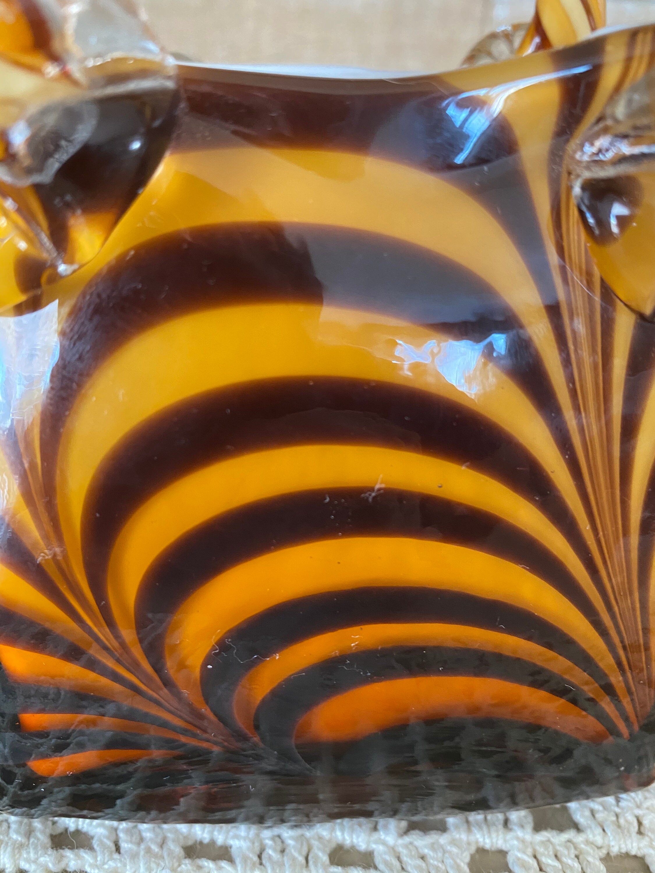 Murano Vintage Art Glass Tiger Striped Purse Flower Vase Glass Etsy