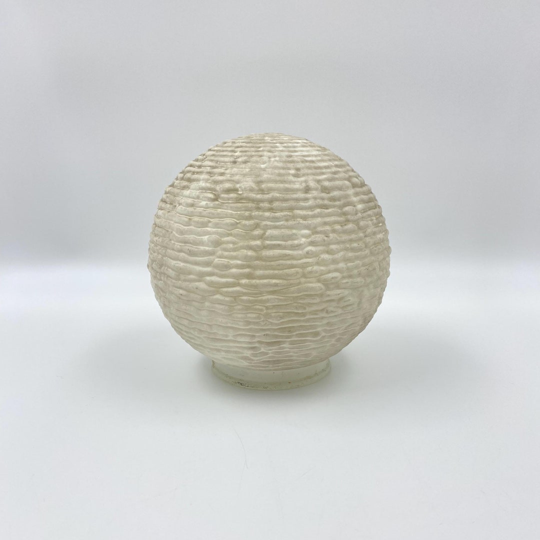 Textured Glass Light Shade Globe Retro MCM Flat White Painted Finish ...