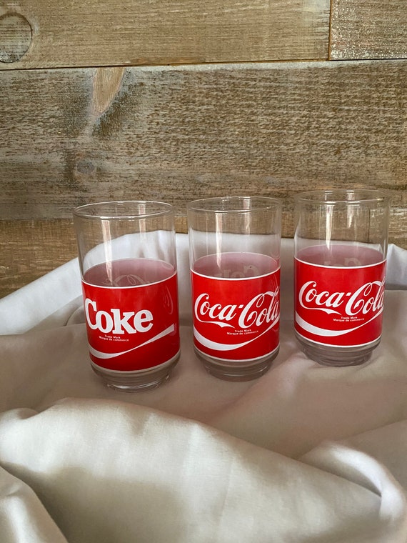 Drink & Barware VINTAGE Red and White Striped Colca Cola 16 OZ GLASSES ...