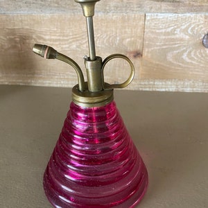 Pink Glass and Brass Beehive Shape Atomizer Vintage Flash | Etsy