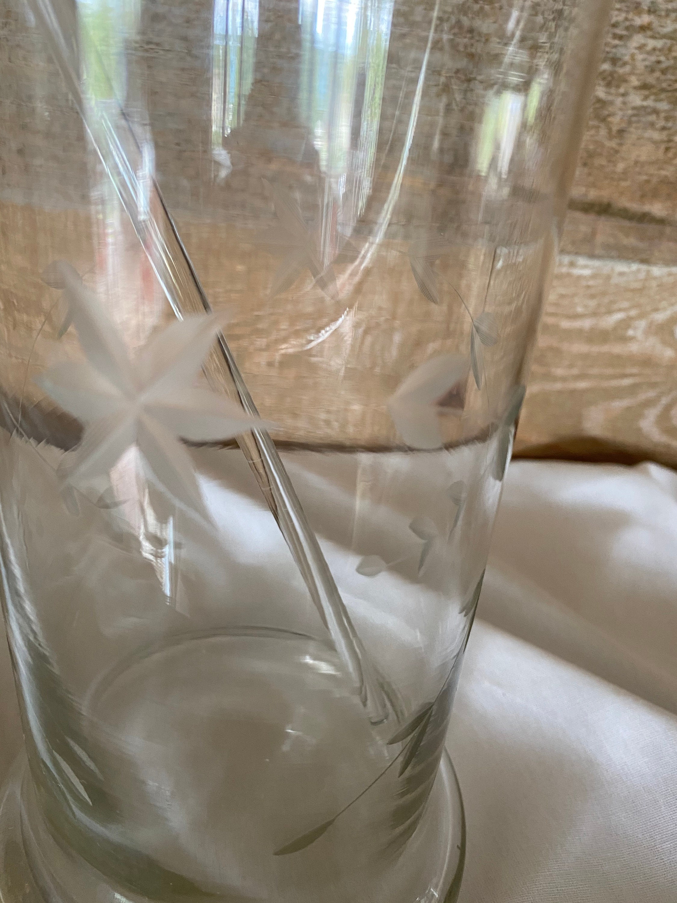 Cut Clear Glass Drink Pitcher With Glass Stirring Stick - Etsy Canada