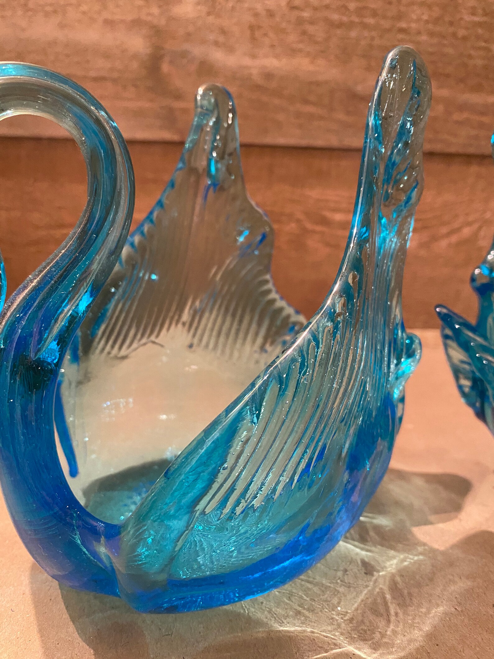 Blue Hand Blown Glass Swan Candy Dishes Set of Two Vintage - Etsy