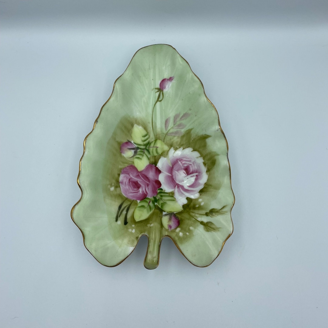 Lefton China Hand Painted Leaf Shaped Dish Vintage Home Decor - Etsy