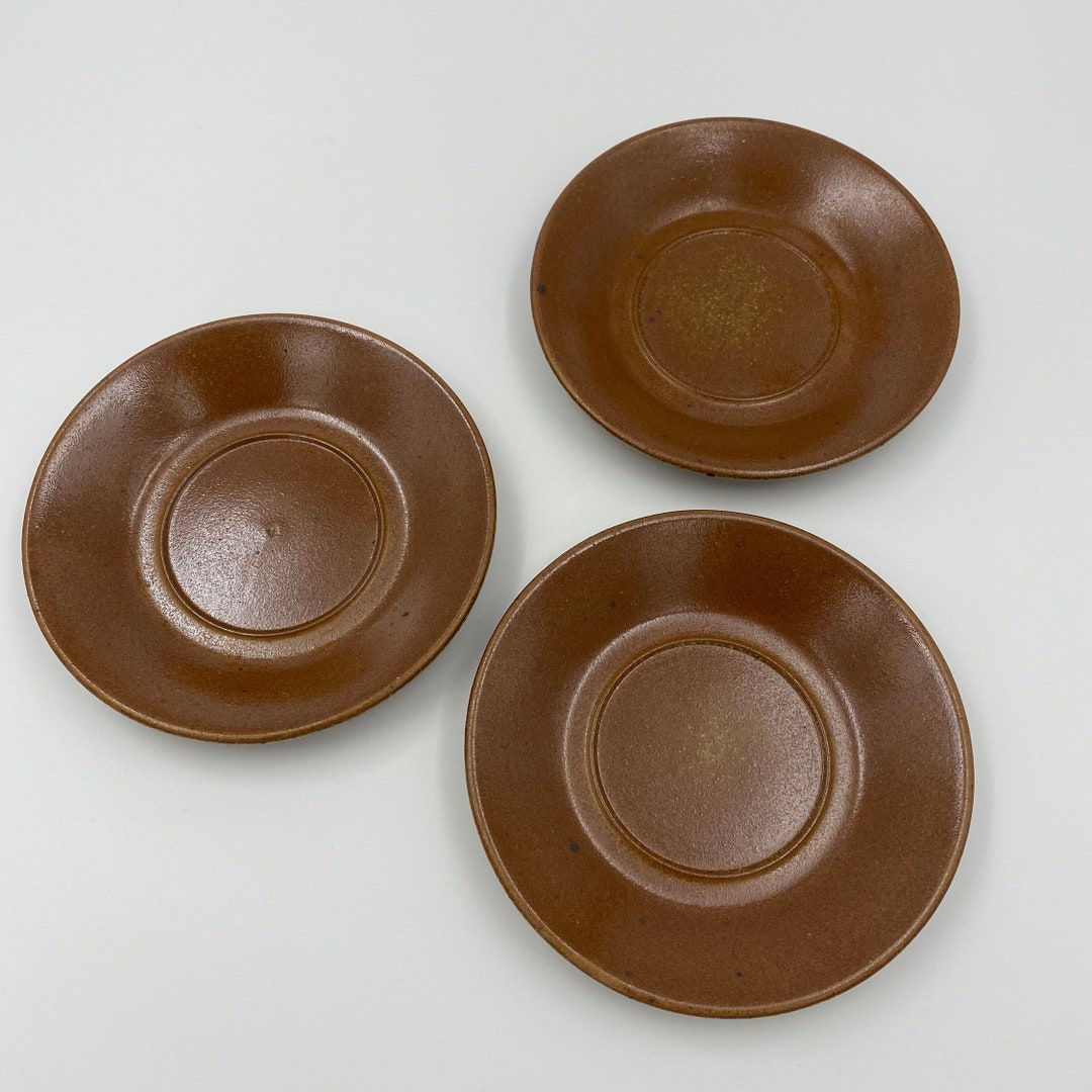 Sial Pottery Stoneware Saucers Set of 3 Vintage MCM Montreal Canadian ...