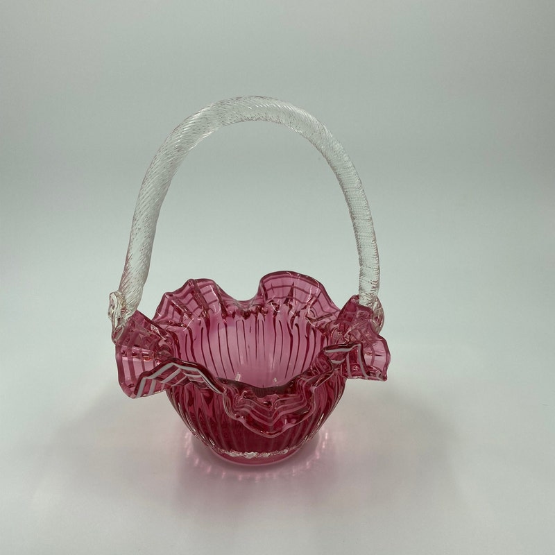 Vintage Glass Basket - Etsy