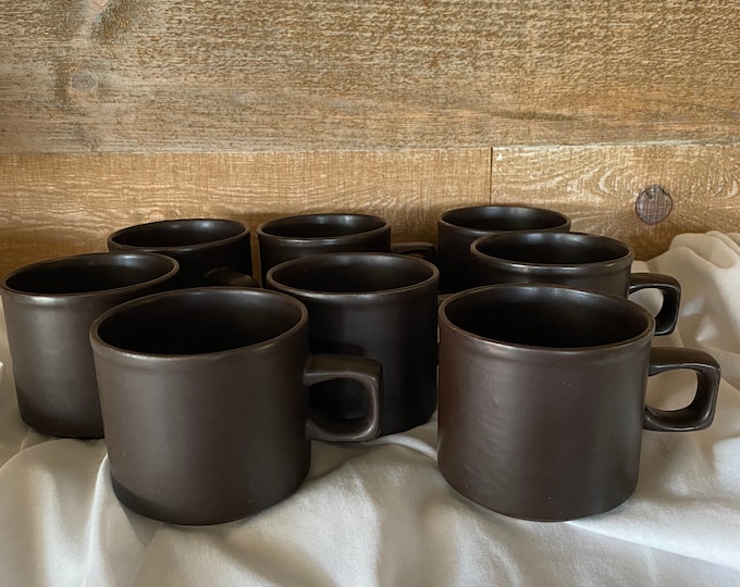 Doverstone England Brown Coffee Mugs Set of 8 Vintage Stoneware Made in ...