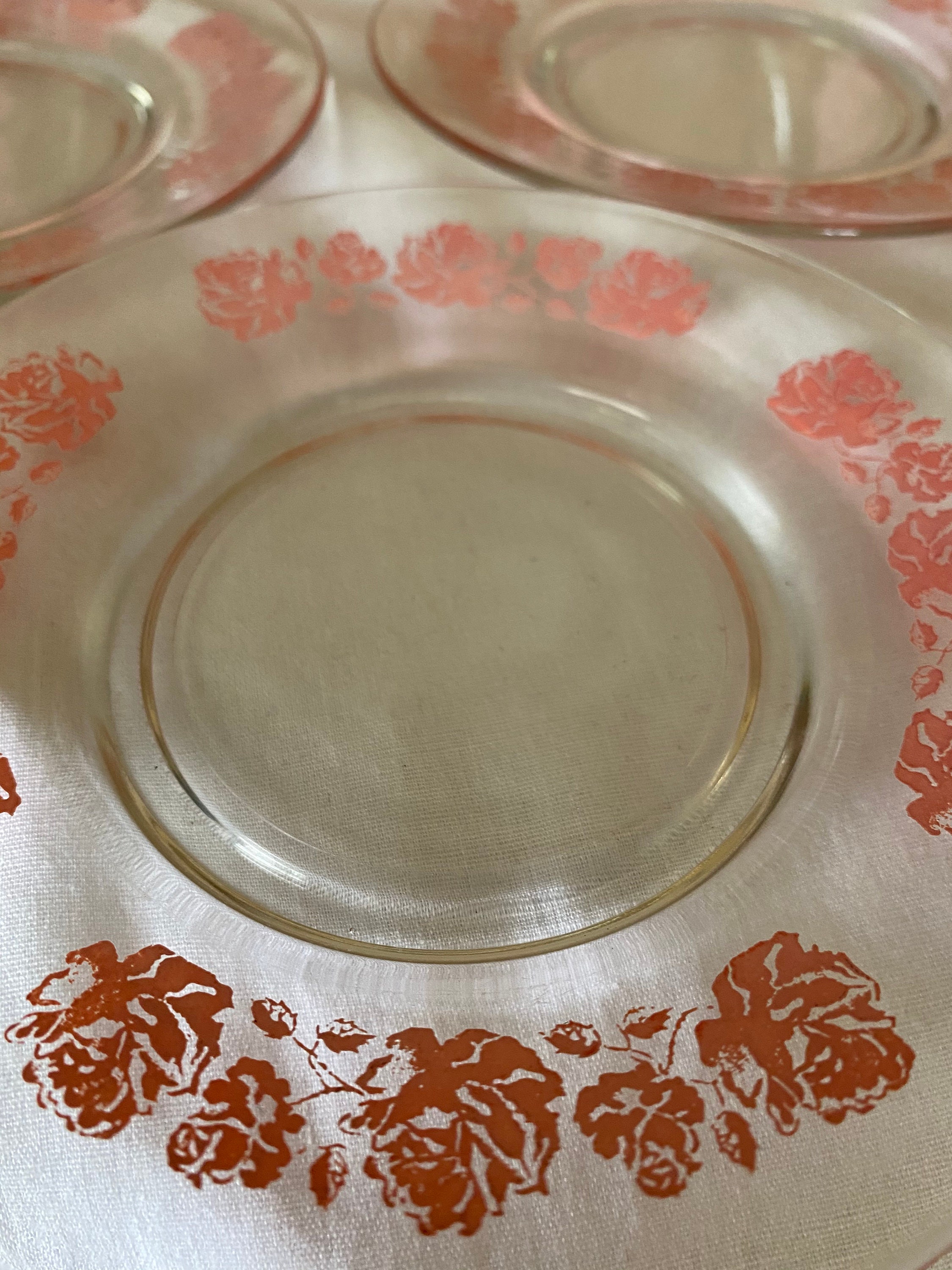 Clear Glass Saucers Pink Rose Flower Designed Edge Glass Side - Etsy