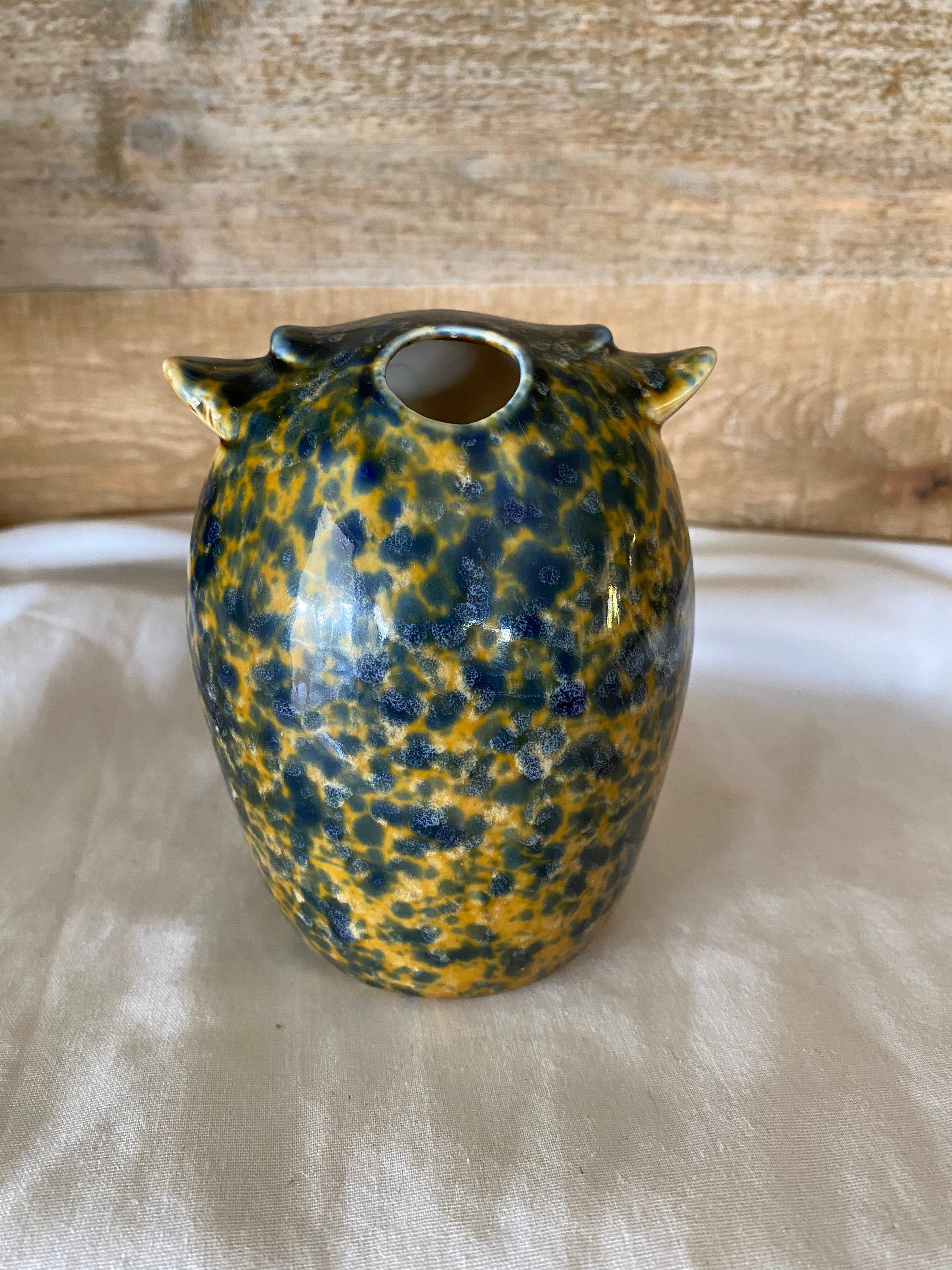 Ceramic Owl Vase Bird Decor Amber Blue White Big Eyed Owl - Etsy