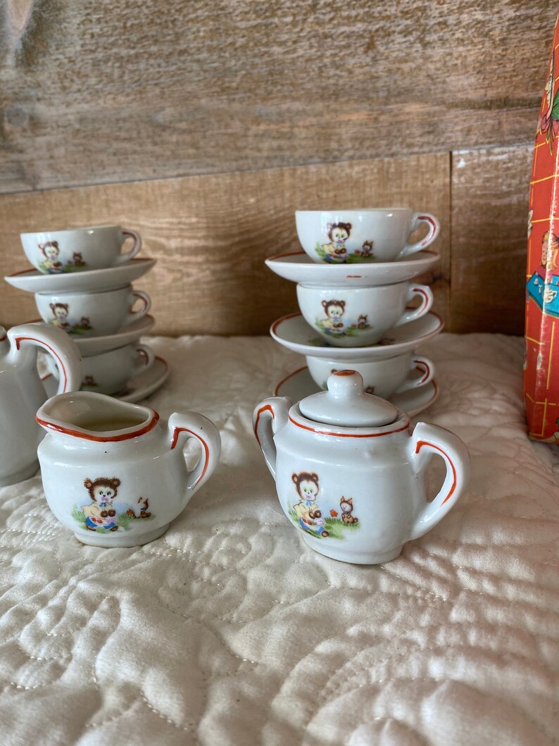Childs Tea Set 16 Piece Tea Party Child Set of Dishes With - Etsy