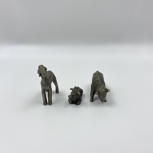 Pewter Animal Figurines Set of 3 Vintage Buffalo, Bull, and a Dog Made ...