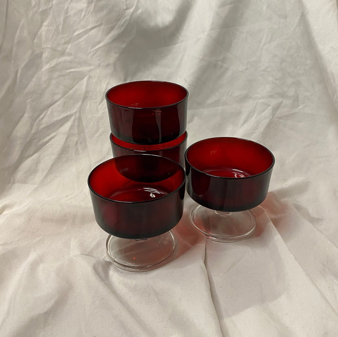 Luminarc Arcoroc Ruby Red Champagne Coupes Sherbet Cups Set of Four Red ...