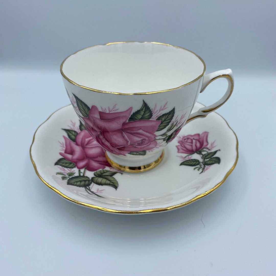 Colclough Bone China Made in England Pink Roses Tea Cup and Saucer ...