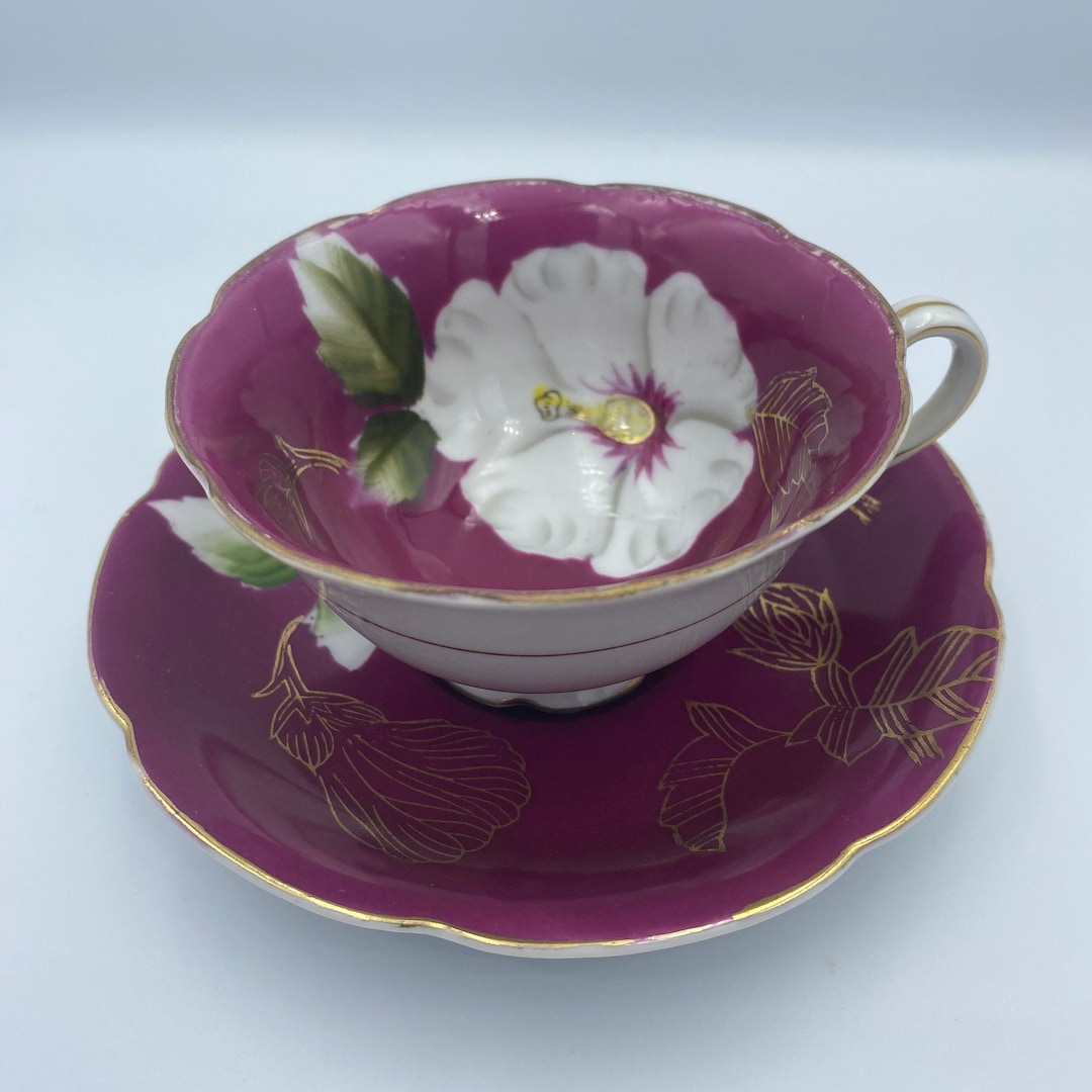 Occupied Japan Princess China Fuchsia Teacup and Saucer Set Vintage ...